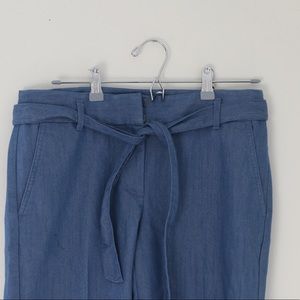 LOFT | Pants & Jumpsuits | Loft Chambray Tie Waist Slim Pants Work ...